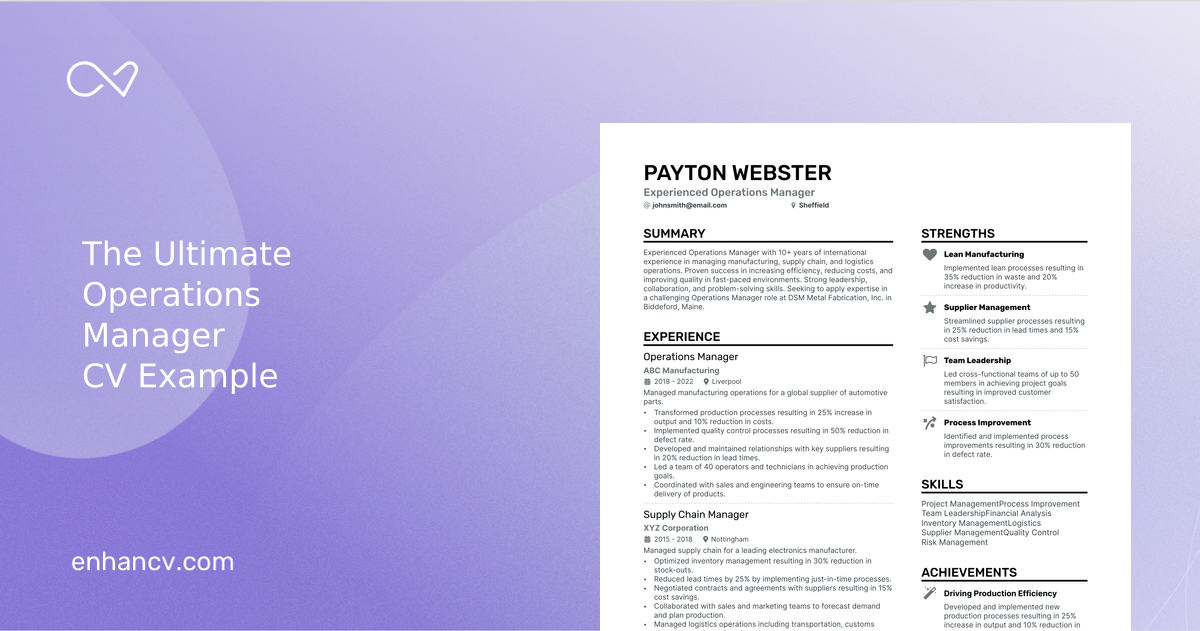 3 Operations Manager CV Examples for 2023