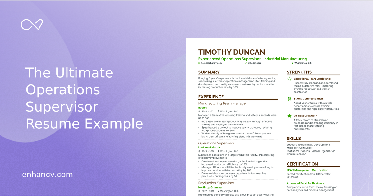 5 Operations Supervisor Resume Examples & Guide for 2023