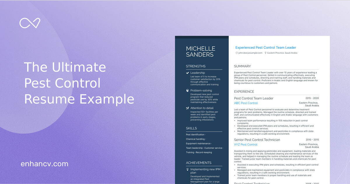 5 Pest Control Resume Examples & Guide for 2023