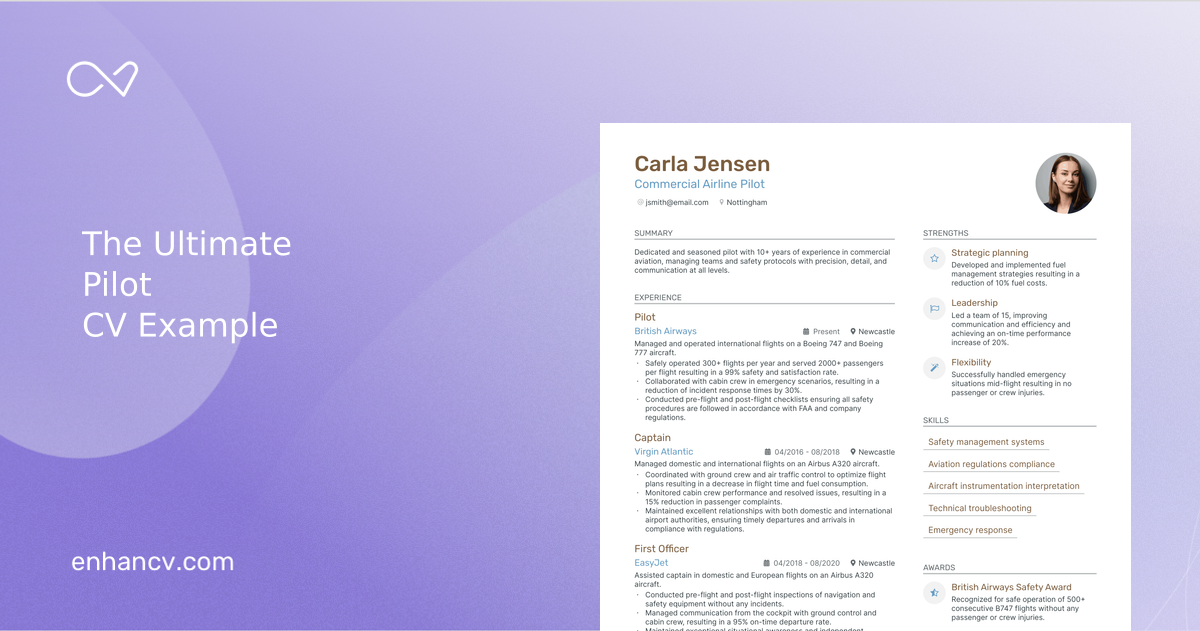 3 Pilot CV Examples for 2024
