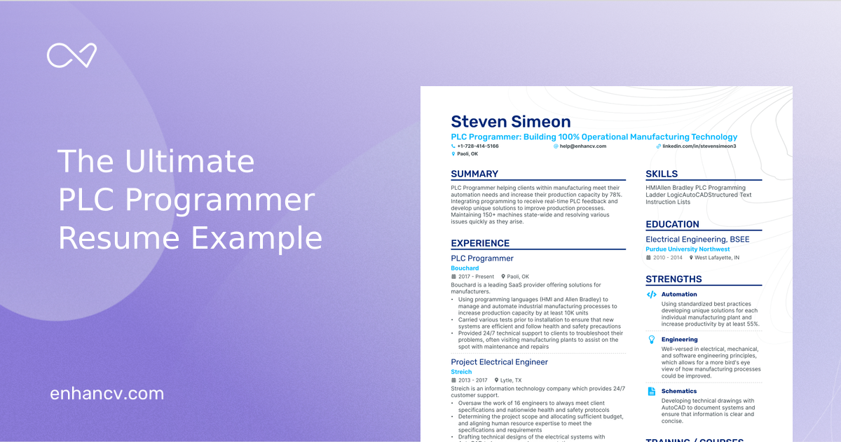 5 PLC Programmer Resume Examples & Guide for 2023