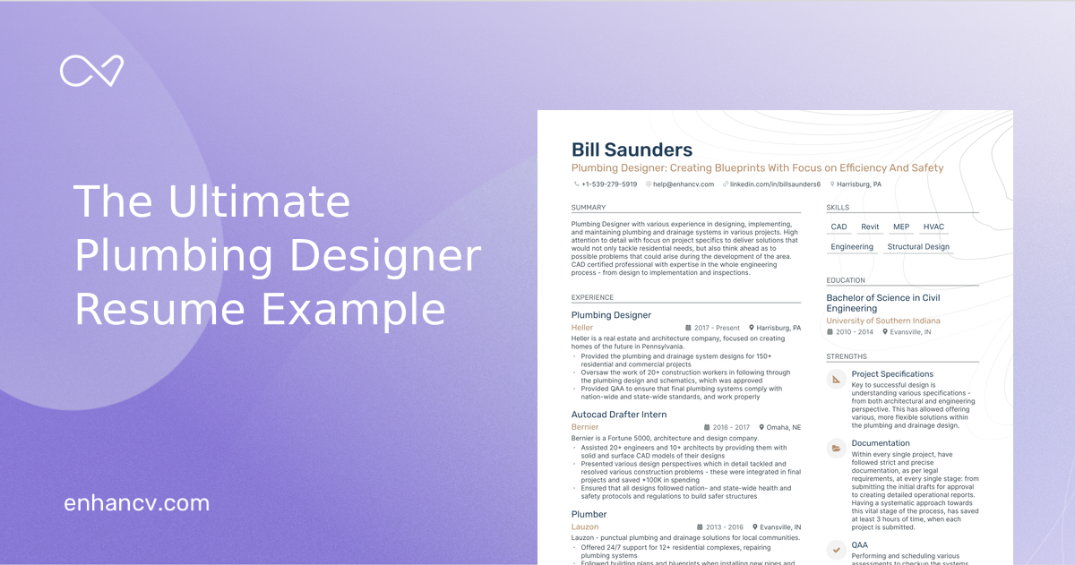 5 Plumbing Designer Resume Examples & Guide for 2023