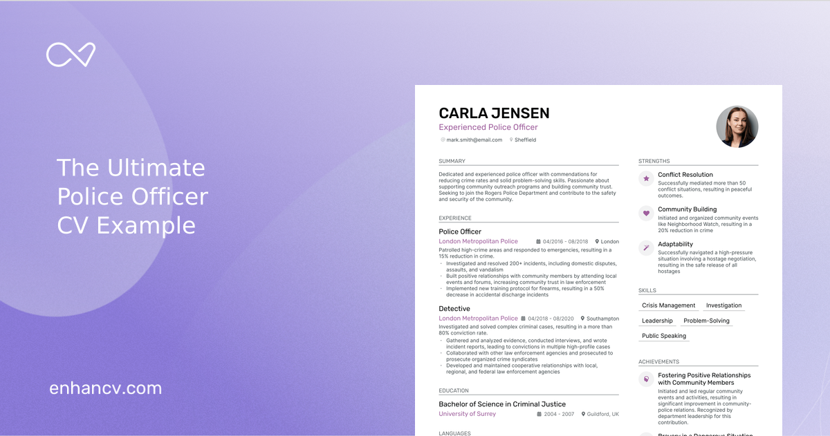 3 Police Officer CV Examples for 2023
