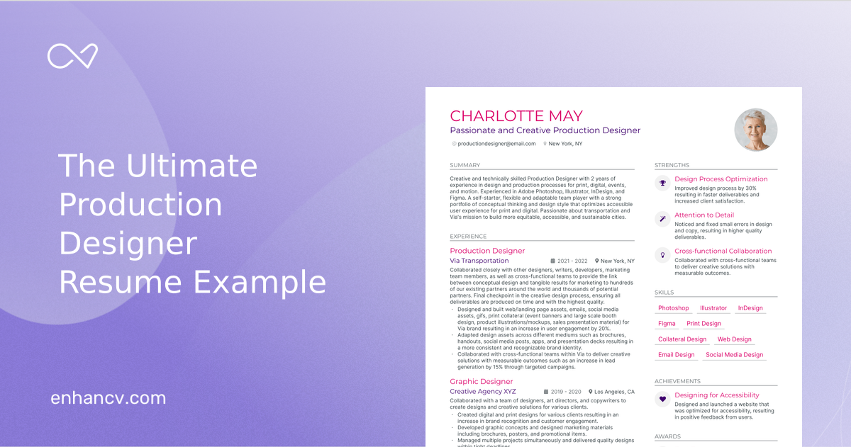 5 Production Designer Resume Examples & Guide for 2023