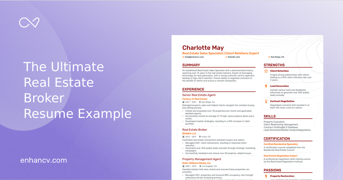 5 Real Estate Broker Resume Examples & Guide for 2023