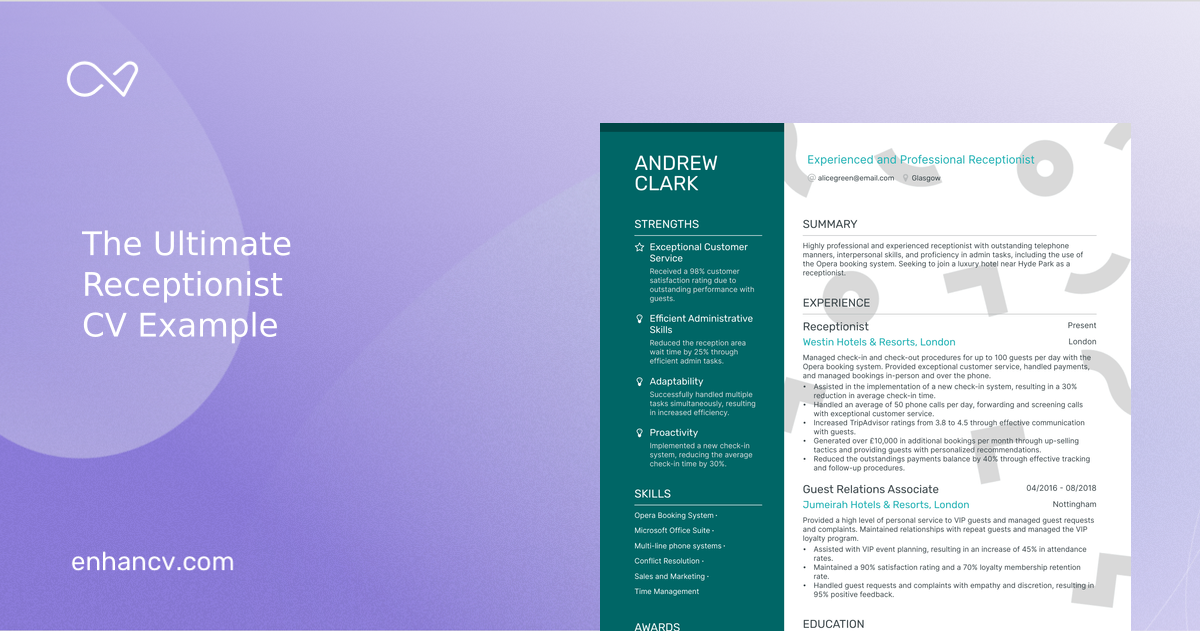 3 Receptionist CV Examples for 2023