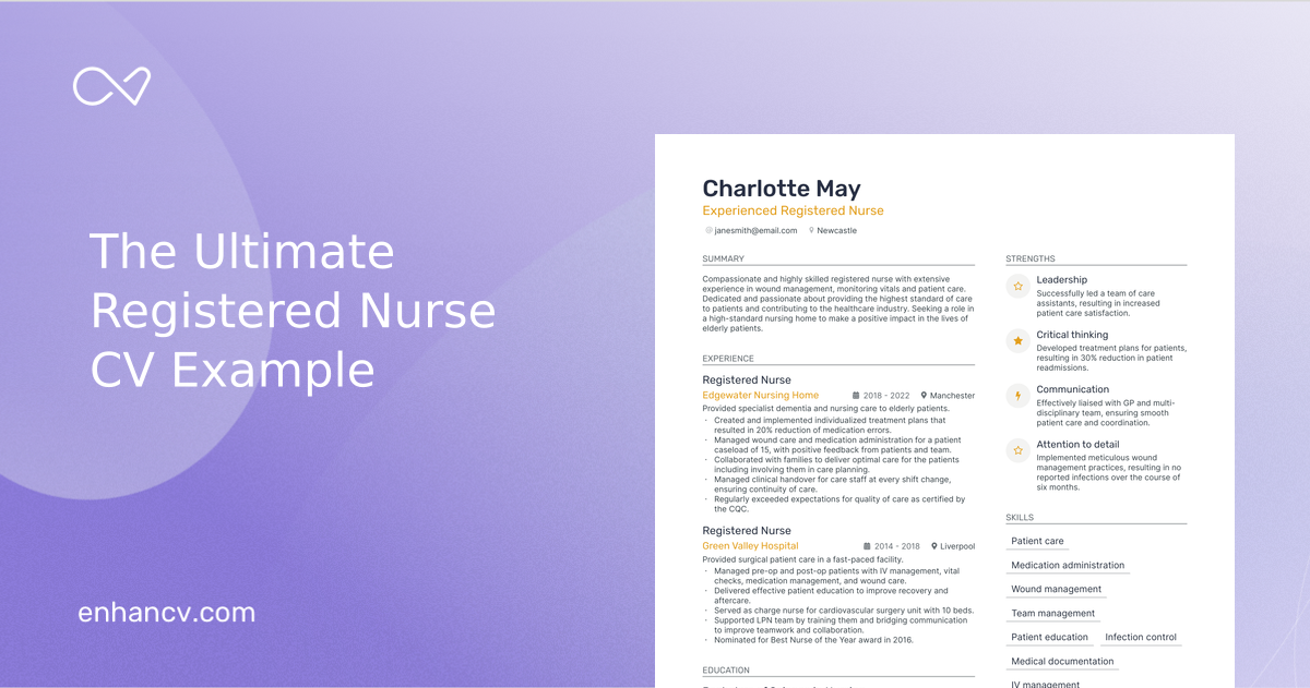 3 Registered Nurse CV Examples for 2024