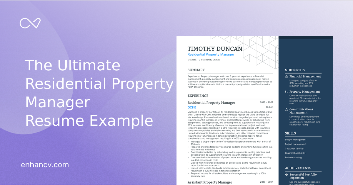 5 Residential Property Manager Resume Examples & Guide for 2023