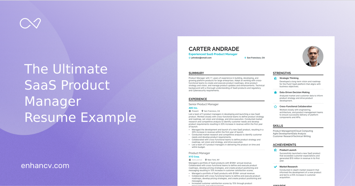 5 SaaS Product Manager Resume Examples & Guide for 2024