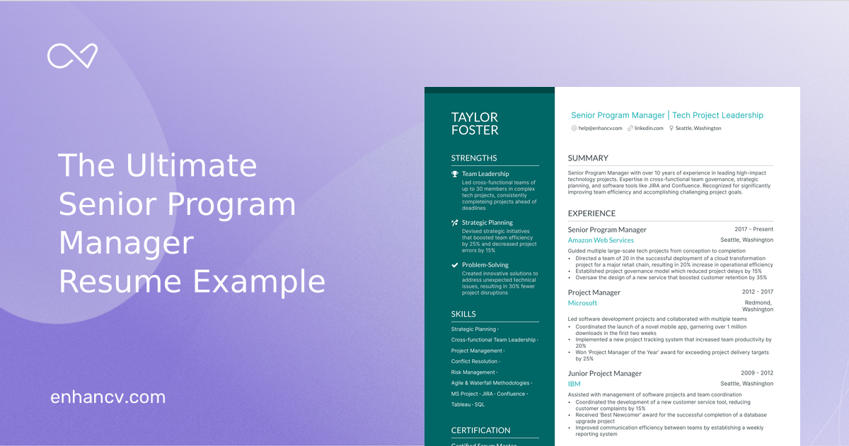 5 Senior Program Manager Resume Examples & Guide for 2023
