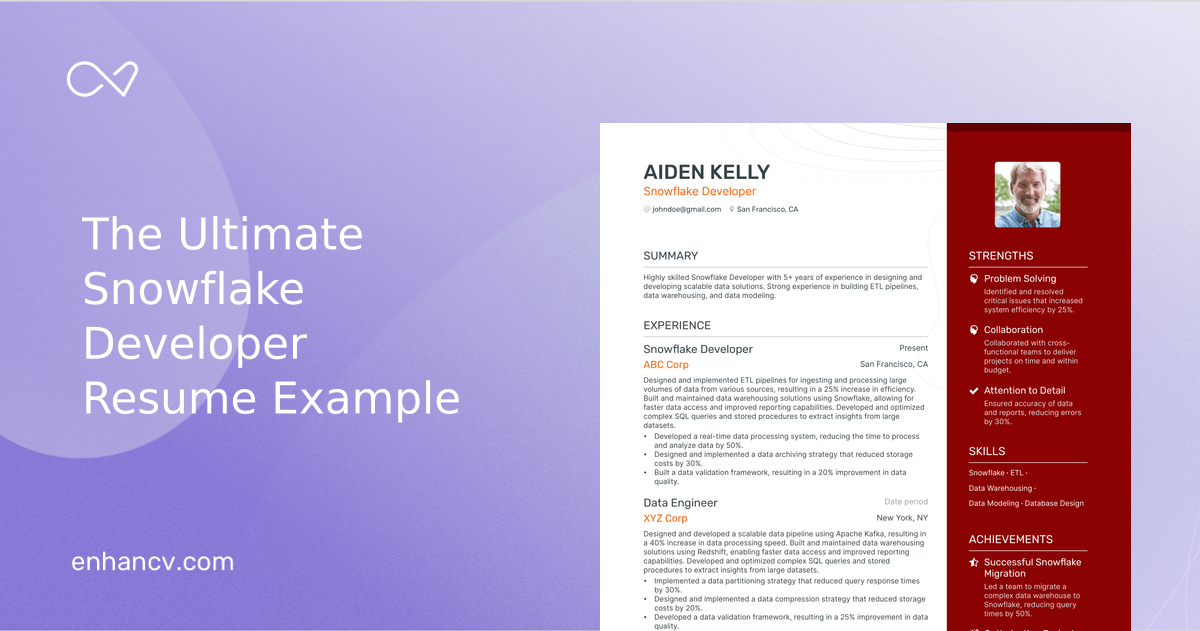 5 Snowflake Developer Resume Examples & Guide for 2023
