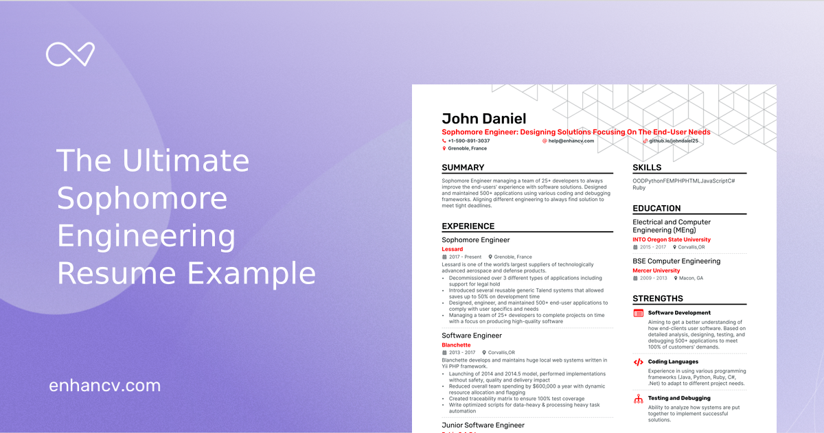 5 Sophomore Engineering Resume Examples & Guide for 2023