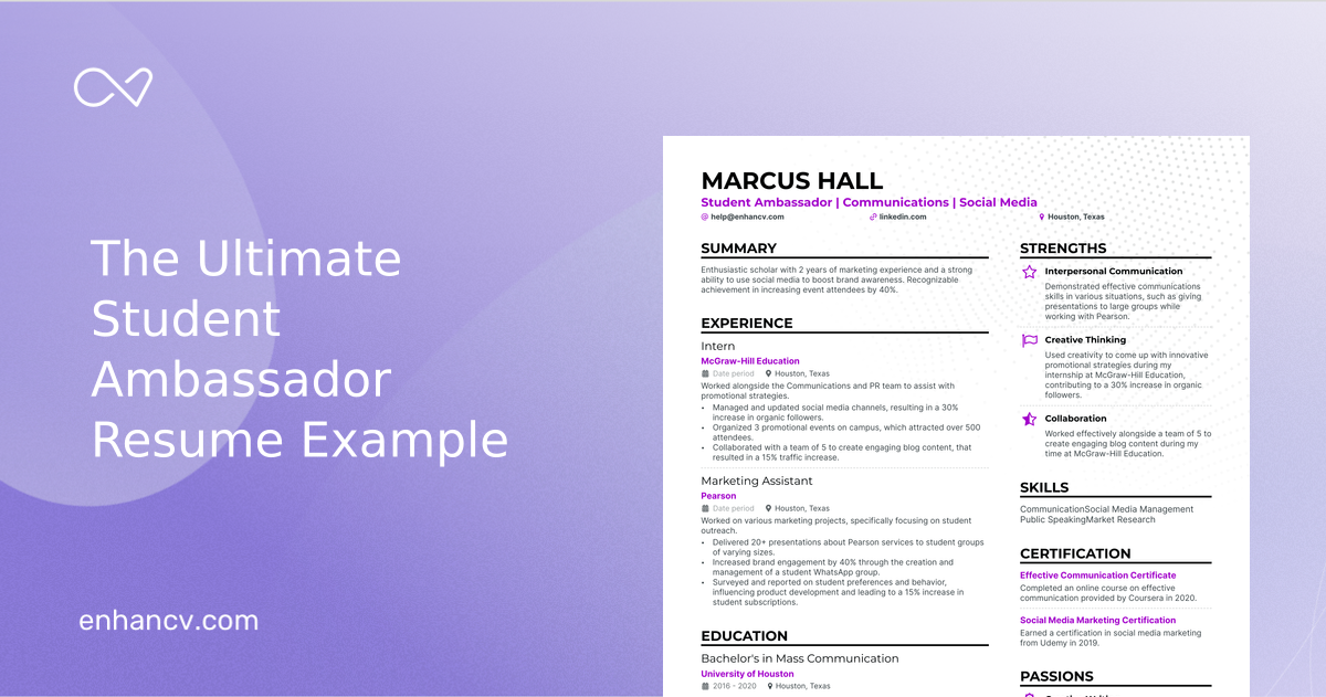 5 Student Ambassador Resume Examples & Guide for 2023