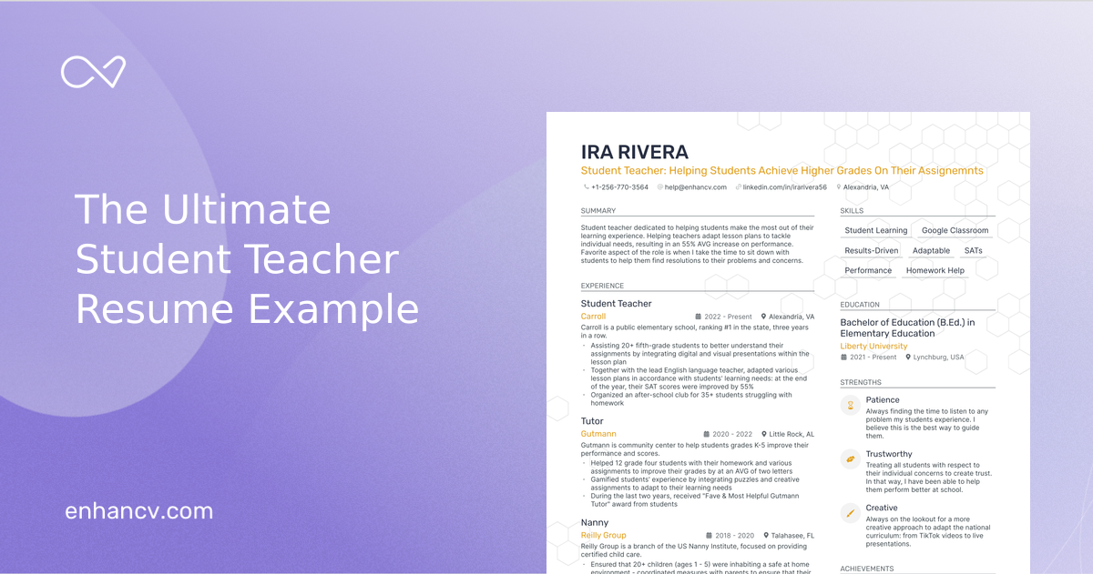 6 Student Teacher Resume Examples & Guide for 2024