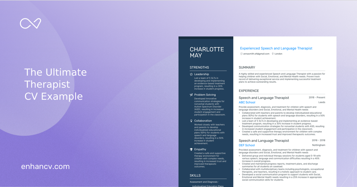 3 Therapist CV Examples for 2023