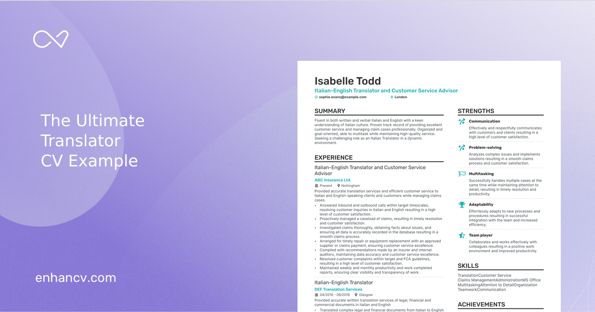 3 Translator CV Examples for 2024