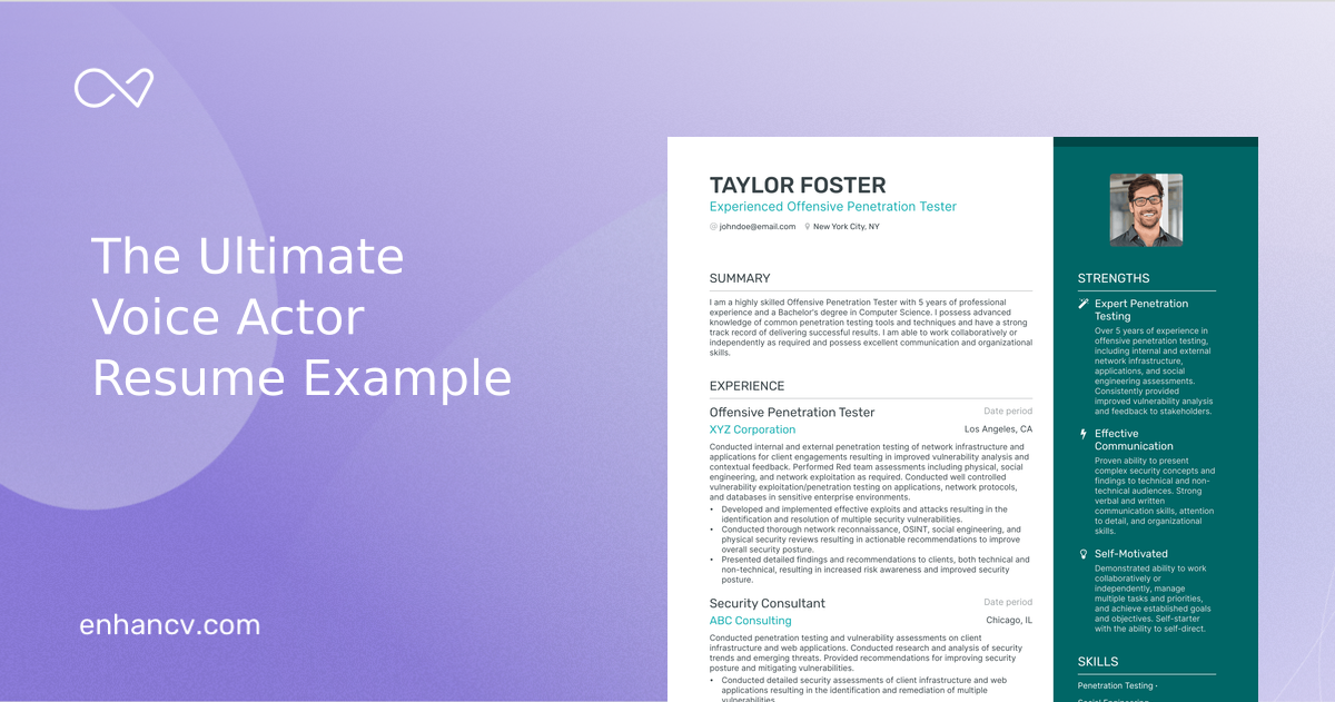 5 Voice Actor Resume Examples & Guide for 2024