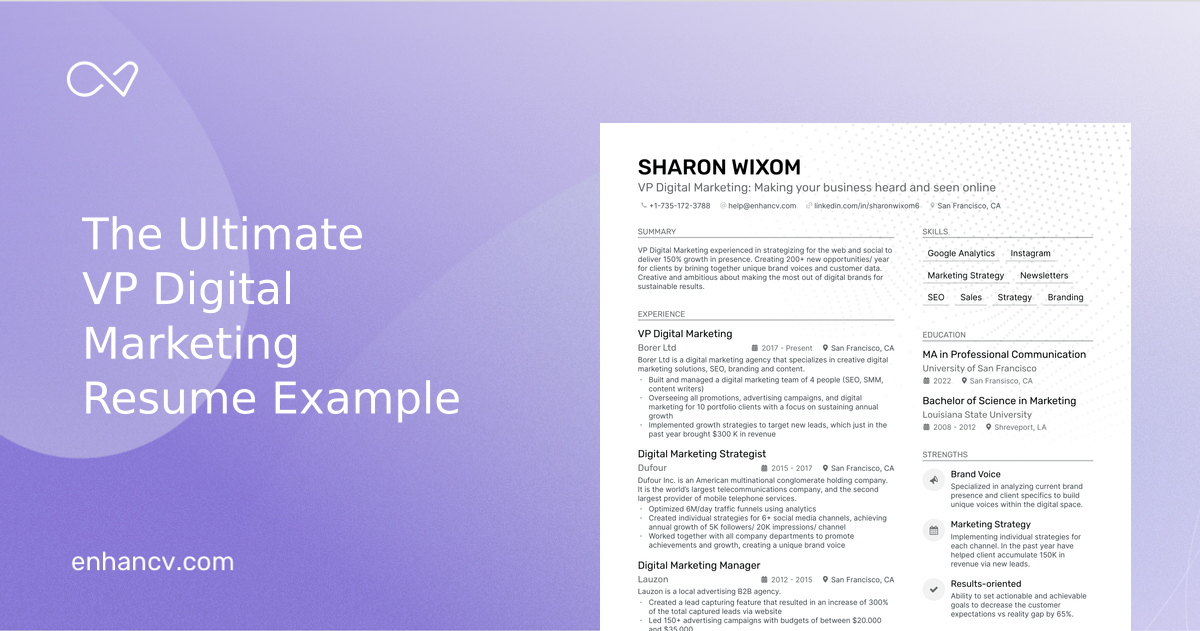 5 VP Digital Marketing Resume Examples & Guide for 2024