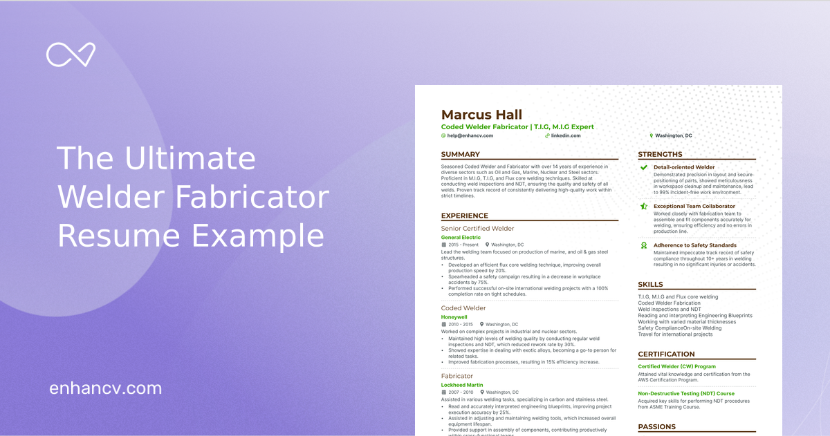 5 Welder Fabricator Resume Examples & Guide for 2023