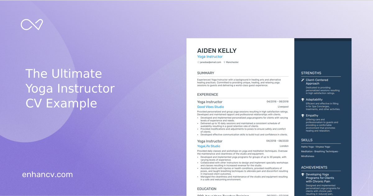 3 Yoga Instructor CV Examples for 2023