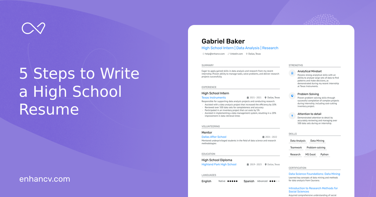 5 Steps to Write a High School Resume (With Examples for First-Time Job ...