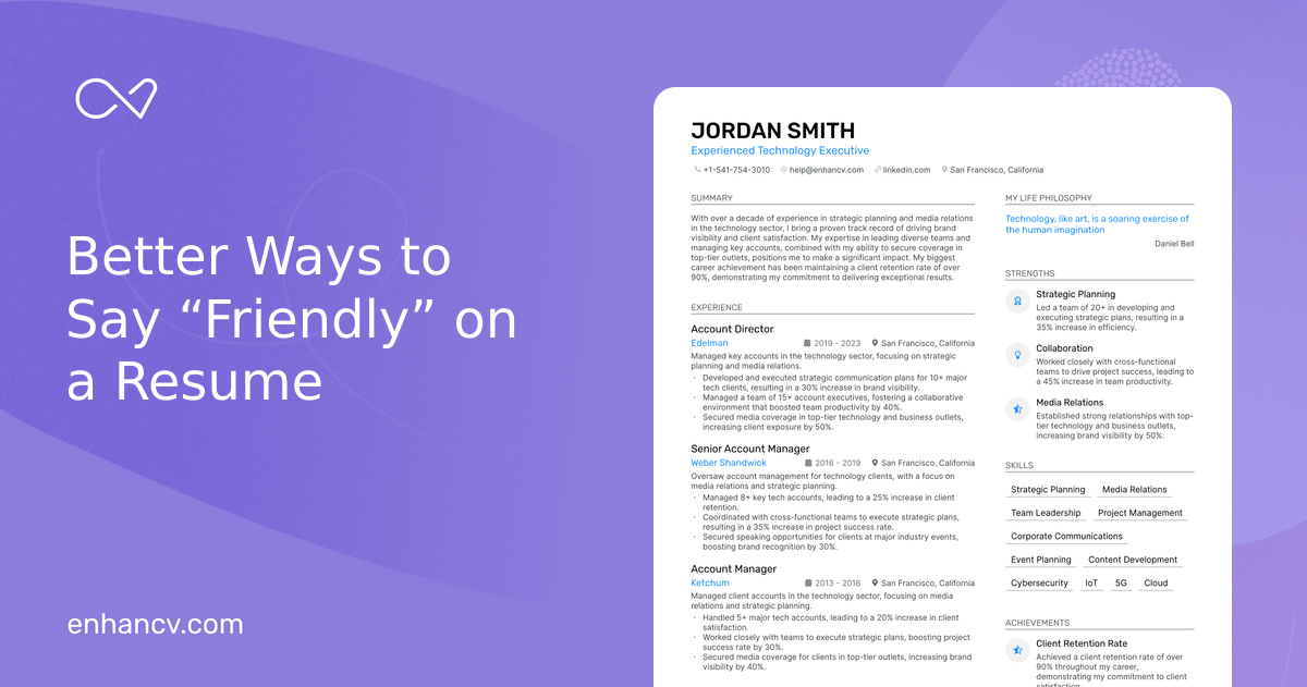 Better Ways to Say “Friendly” on a Resume | Synonyms & Examples