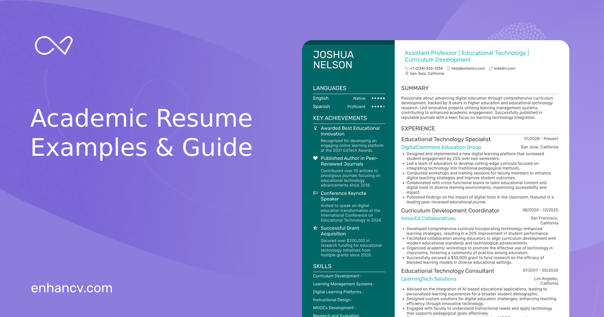 26 Academic Resume Examples, Templates & Guide for 2026