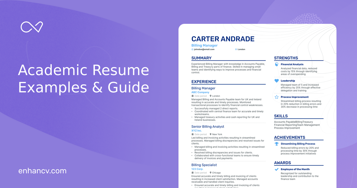 8 Academic Resume Examples & Guide for 2024
