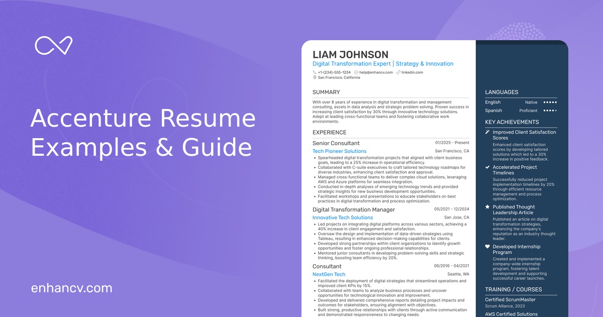 17 Accenture Resume Examples & Guide for 2026