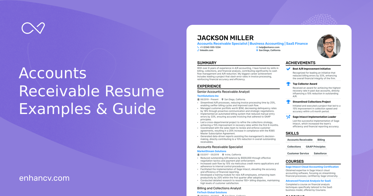5 Accounts Receivable Resume Examples & Guide for 2024