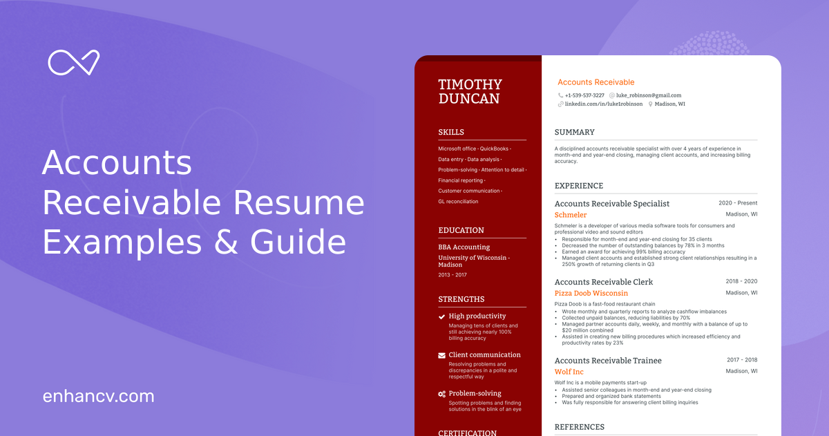 5 Accounts Receivable Resume Examples & Guide for 2024