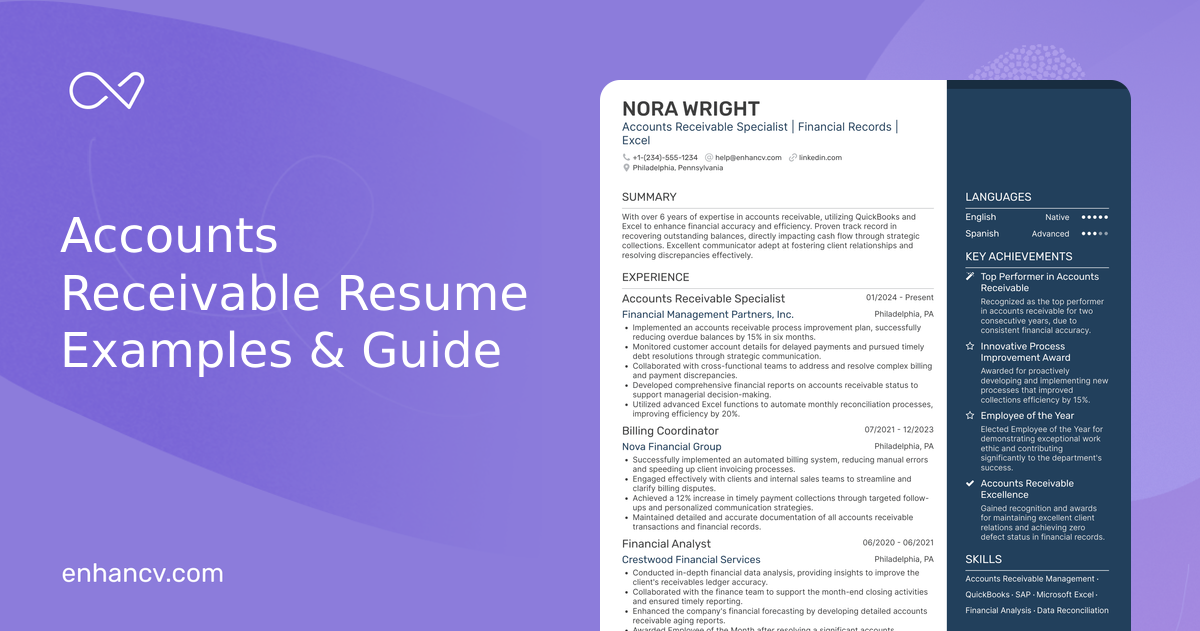 17 Accounts Receivable Resume Examples - March 2026