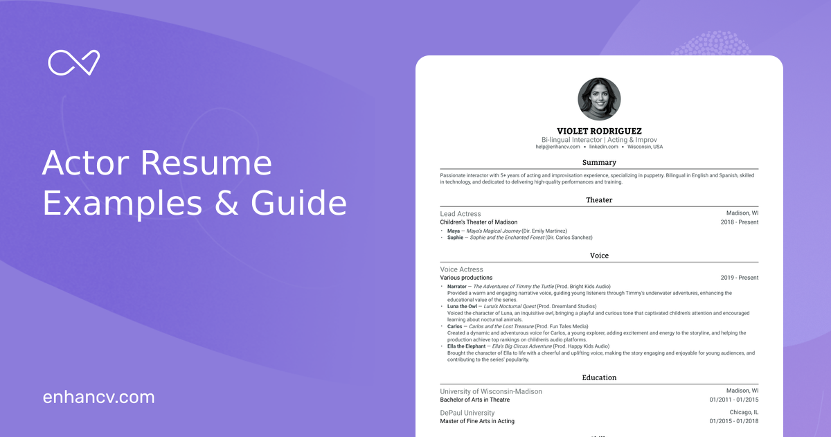 5 Actor Resume Examples & Guide for 2024