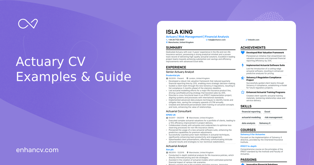 Actuary CV Examples & Guide for 2026