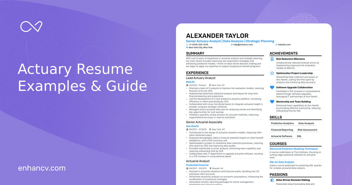 6 Actuary Resume Examples & Guide for 2024