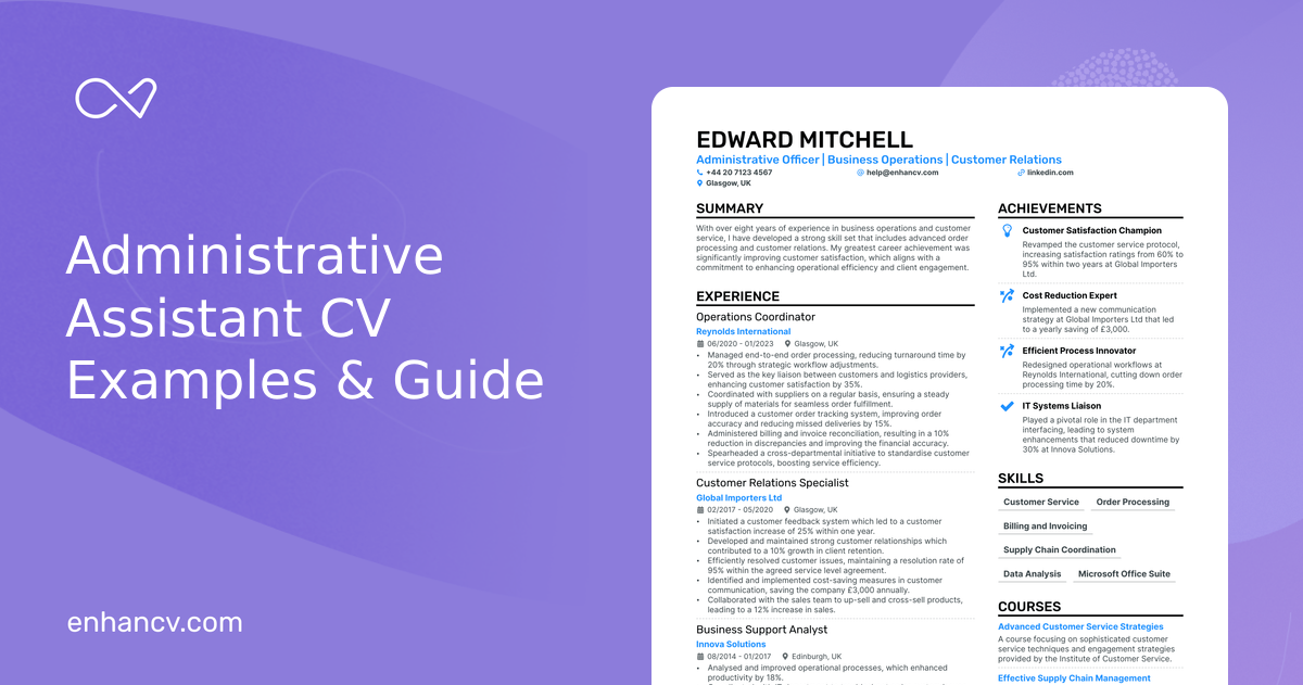 Administrative Assistant CV Examples & Guide for 2025