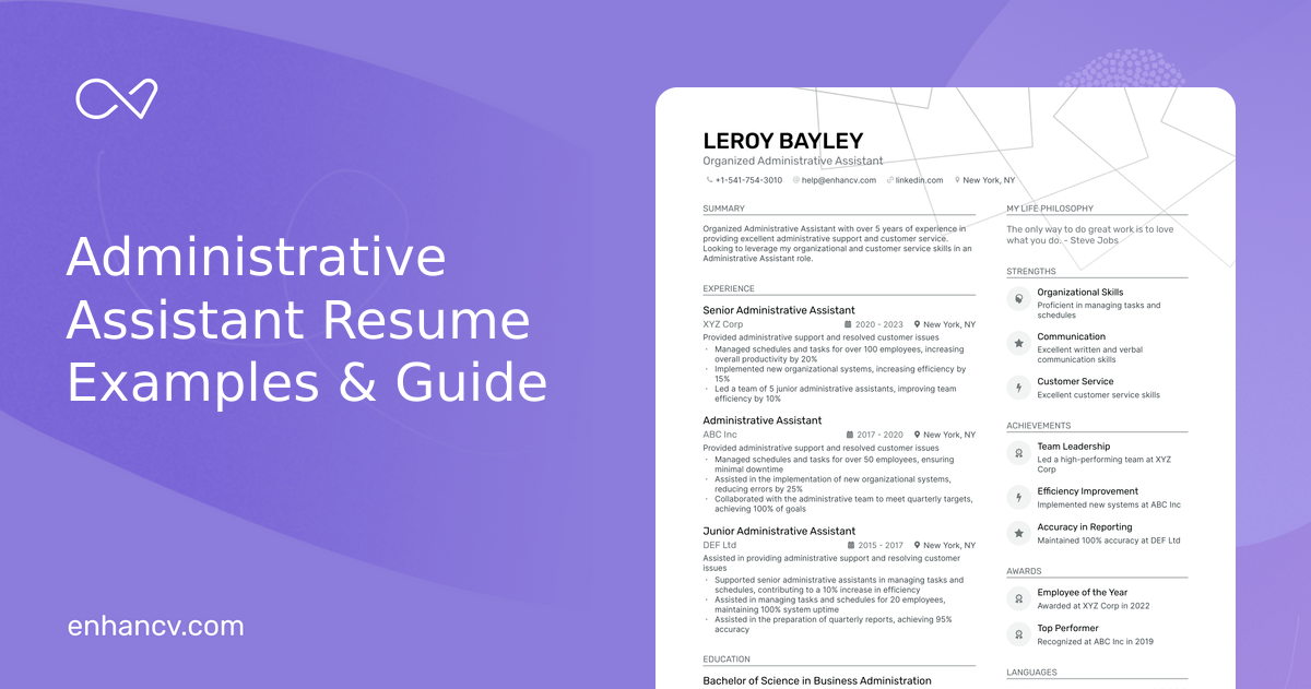 17 Administrative Assistant Resume Examples & Guide for 2024