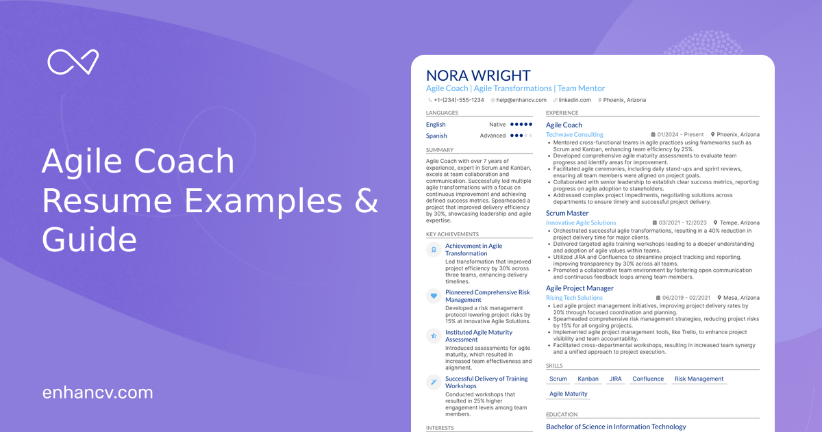 10 Agile Coach Resume Examples & Guide for 2026
