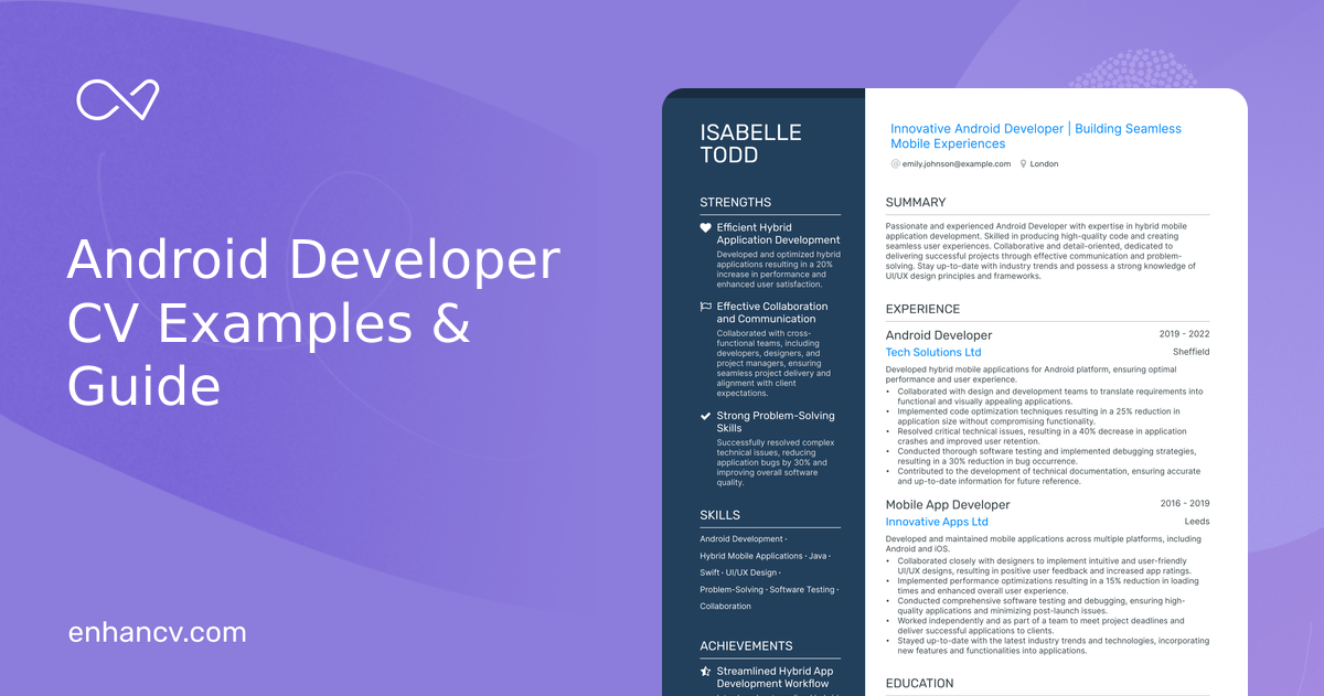 3 Android Developer CV Examples for 2024