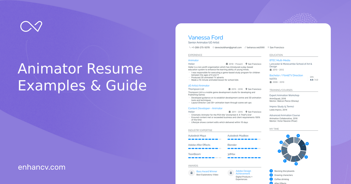 9 Animator Resume Examples & Guide for 2024