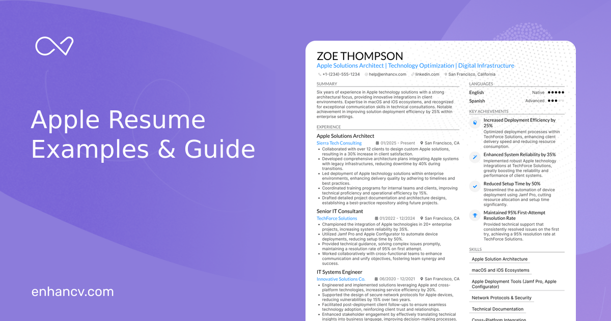 20 Apple Resume Examples & Guide for 2026