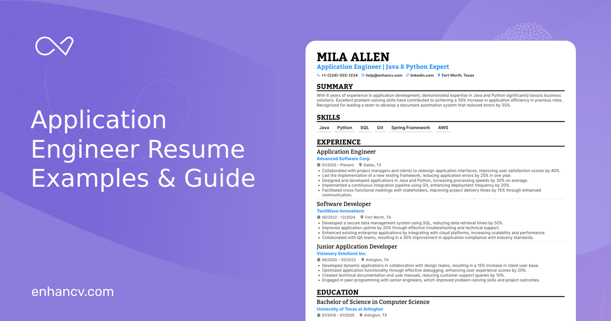 20 Application Engineer Resume Examples & Guide for 2026
