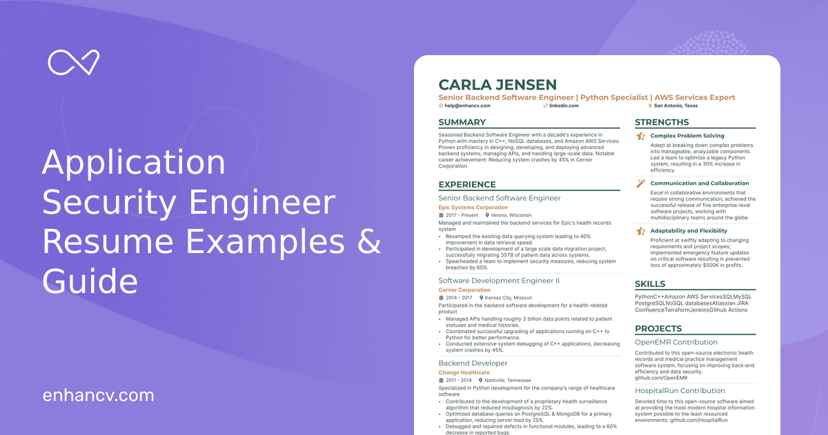 5 Application Security Engineer Resume Examples & Guide for 2024
