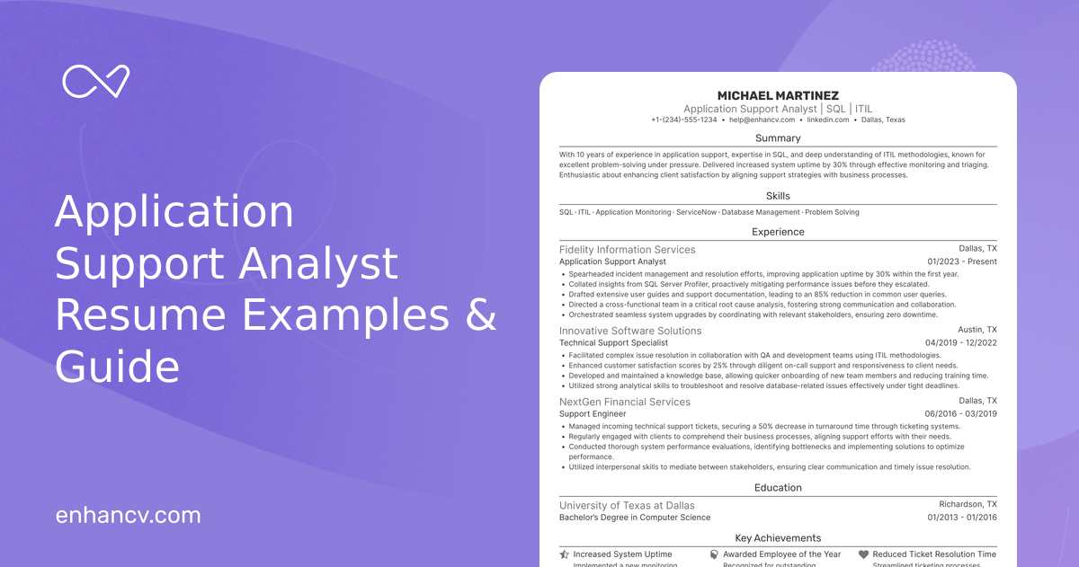 10 Application Support Analyst Resume Examples & Guide for 2026