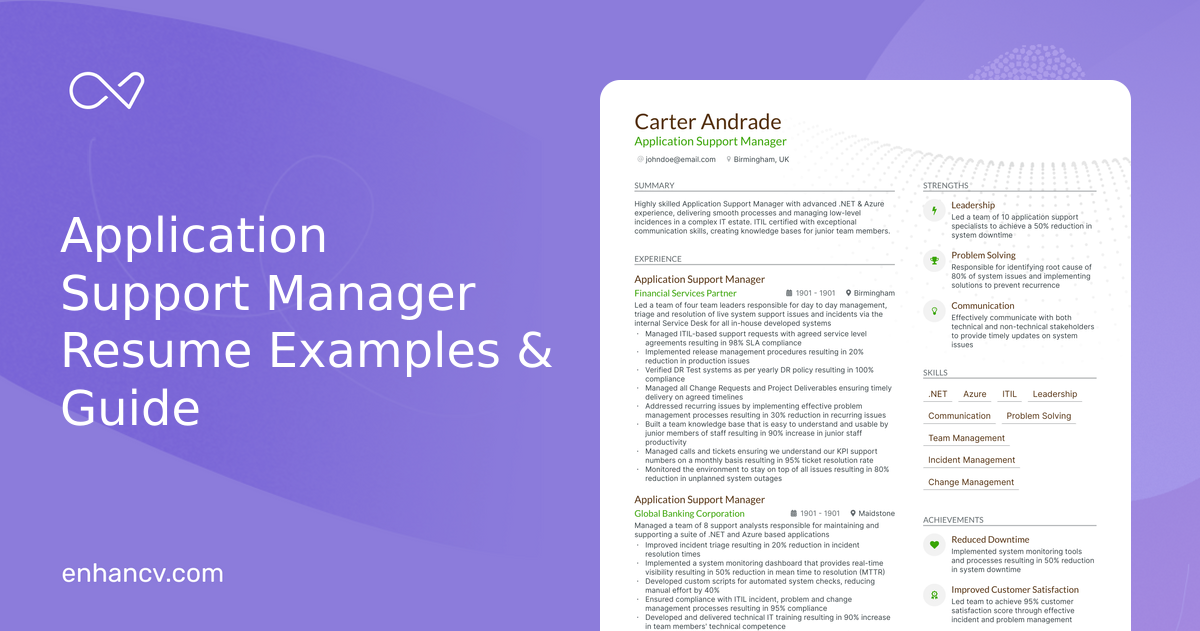 5 Application Support Manager Resume Examples & Guide for 2024