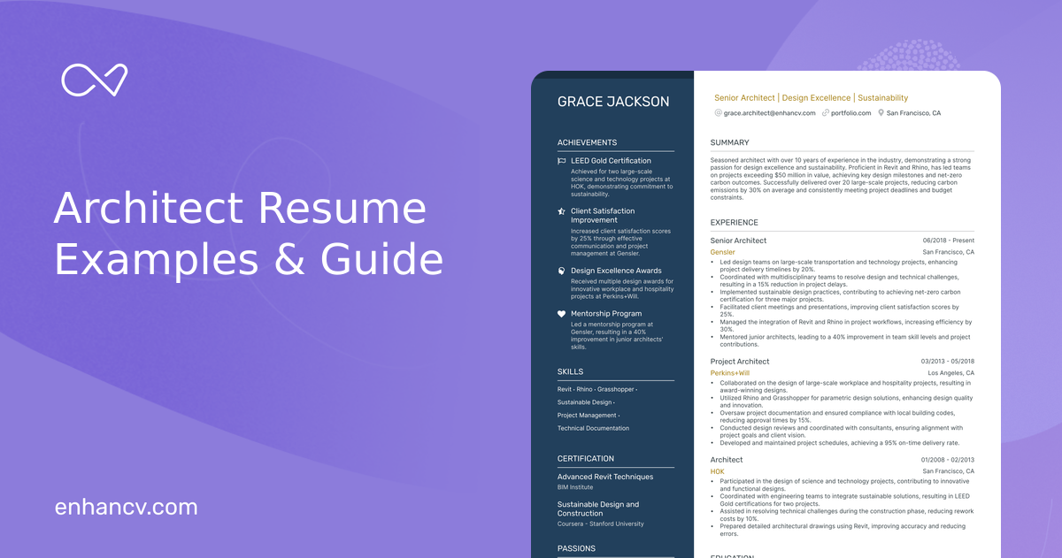 6 Architect Resume Examples & Guide for 2024