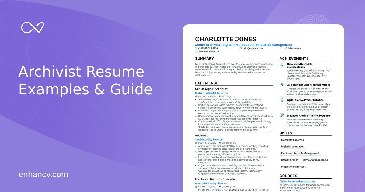 10 Archivist Resume Examples & Guide for 2024