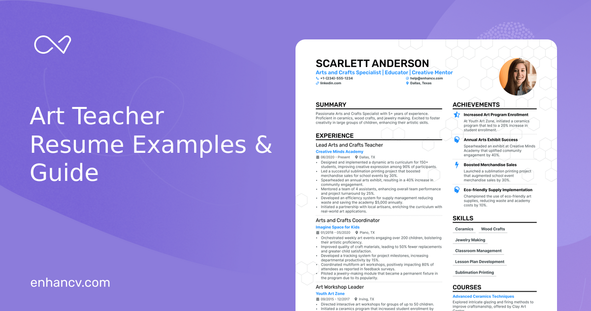 5 Art Teacher Resume Examples & Guide for 2024