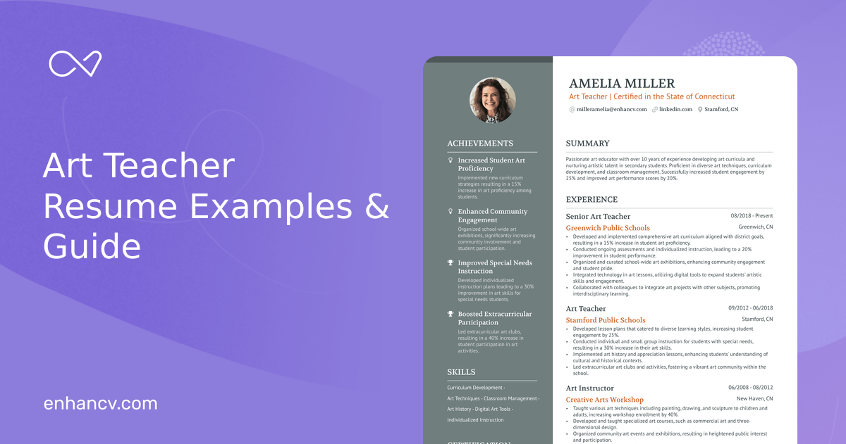 5 Art Teacher Resume Examples & Guide for 2024