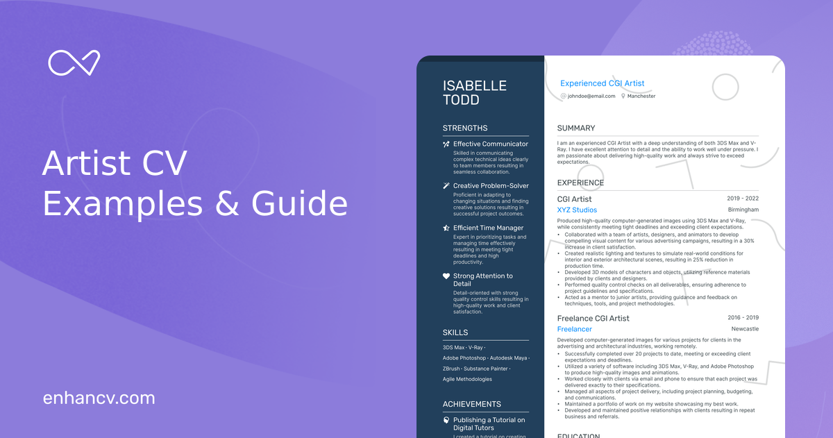 3 Artist CV Examples for 2024
